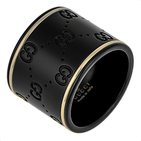 Gucci | Bags | Gucci Black Icon Ring Corundum Gg Gold | Poshmark